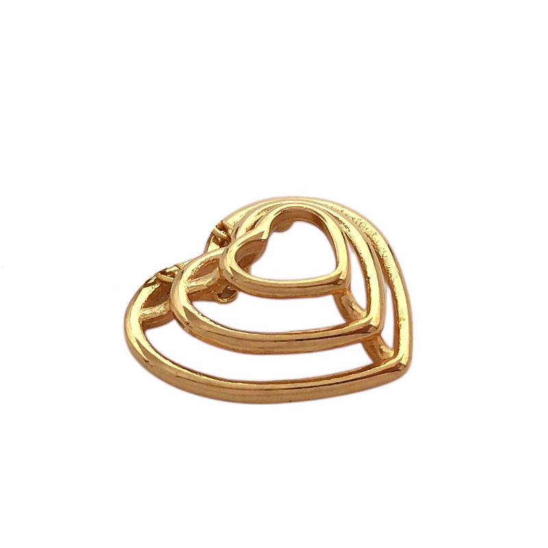 DORADO TRIPLE CORAZON CALADOS SUPERPUESTOS EN PIRAMIDE COLLAR