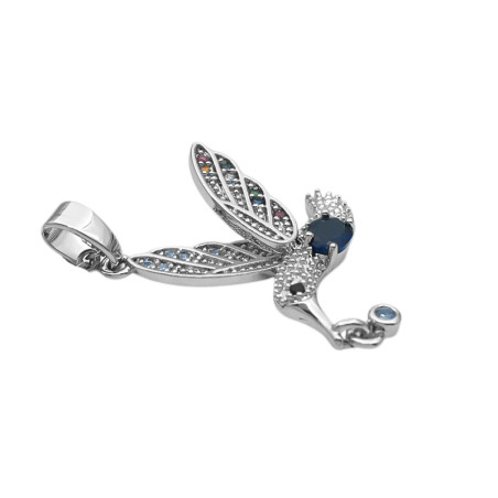 AZUL COLIBRI PICAFLOR C/ GOTA DE NECTAR EN CUBIC Y MICROPAVE DE COLORES ...