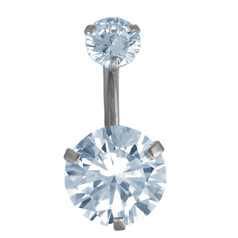 CRISTAL 10MM GRANDE PIERCING OMBLIGO 2 CIRCULOS ACERO QUIRURGICO PIERCING